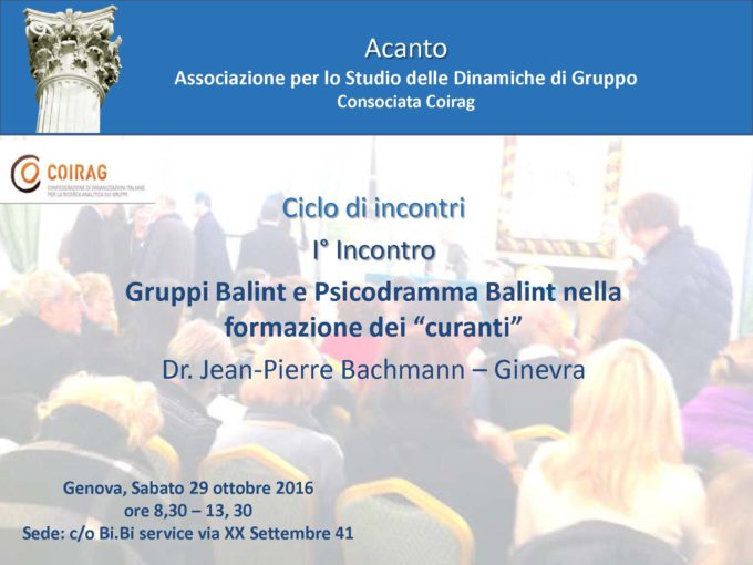 Acanto » Gruppi Balint con Jean-Pierre Bachmann